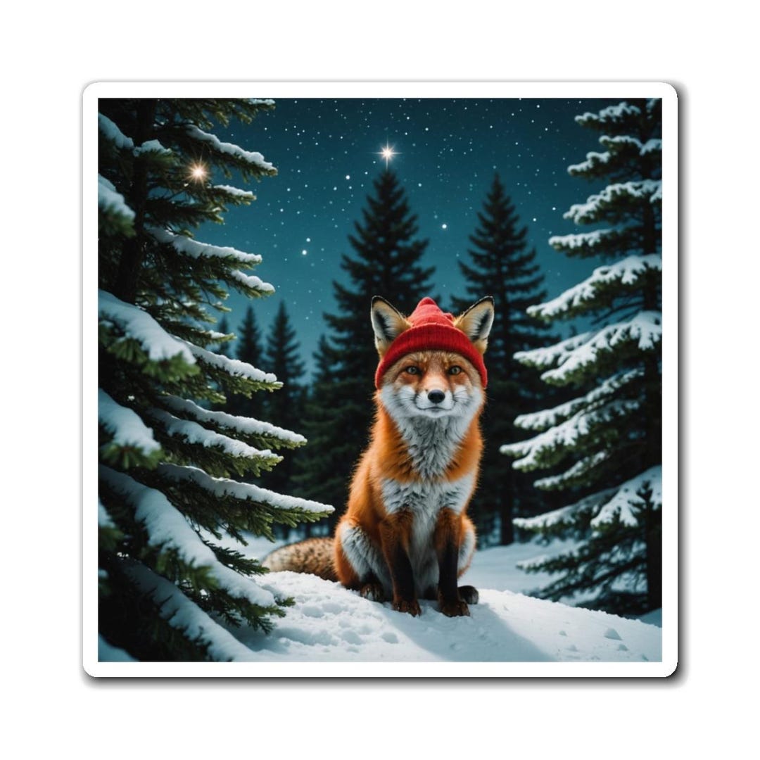 Magnets - Whimsical Fox Under the North Star, Cute Fridge Decor, Animal ...