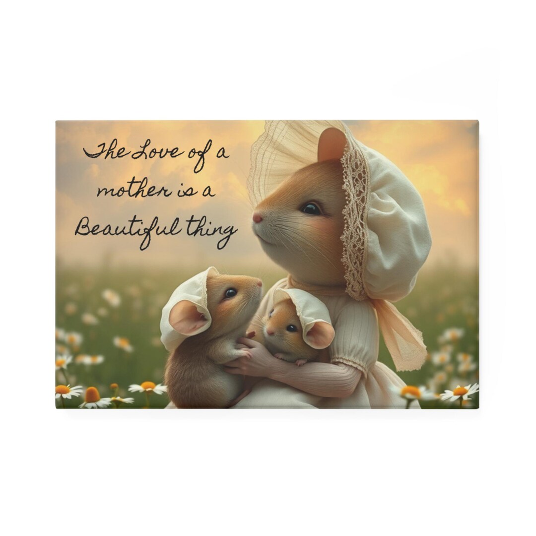 Cute Whimsical Mother Mouse and Babies, Rectangle Button Magnets, Daisy ...