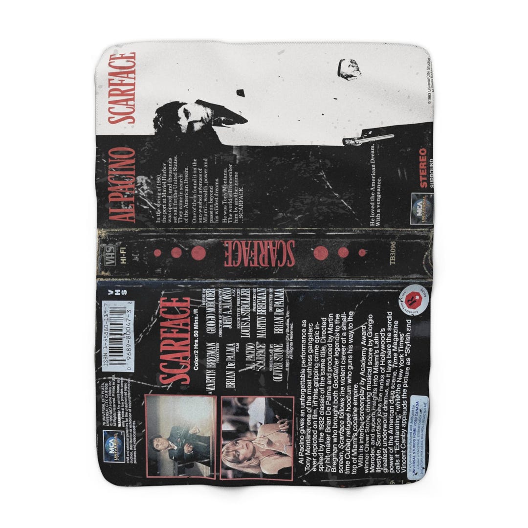 Personalized CUSTOM Distressed Retro 80s Scarface VHS Movie Case Sherpa ...