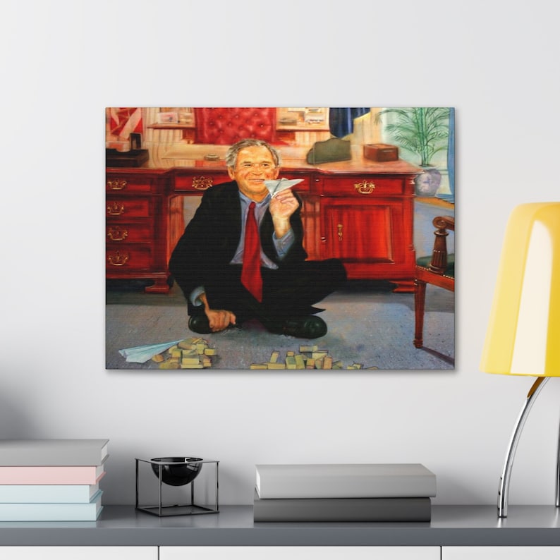 Epstein Painting George Bush 9/11 Blocks Painting Bush Paper Airplane ...