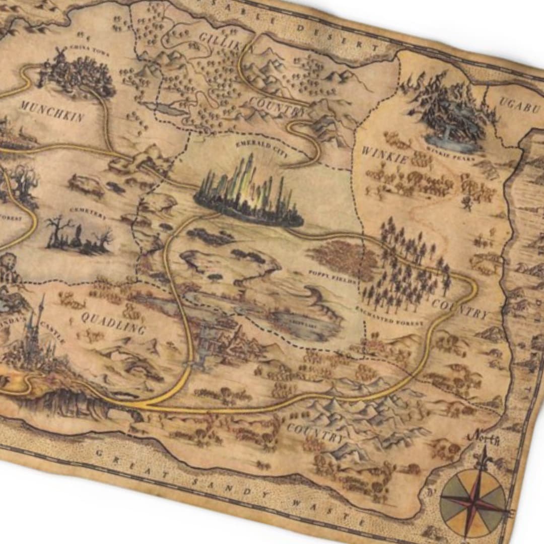 CUSTOM Retro Distressed Wizard of Oz Emerald City Map Sherpa Fleece ...