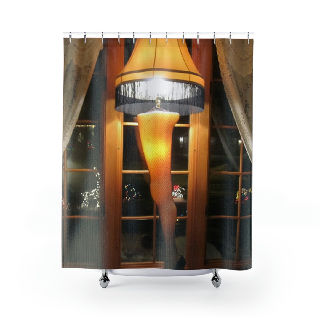 RETRO Christmas, Leg Lamp Window Shower Curtain, Window Dressing, 80s ...