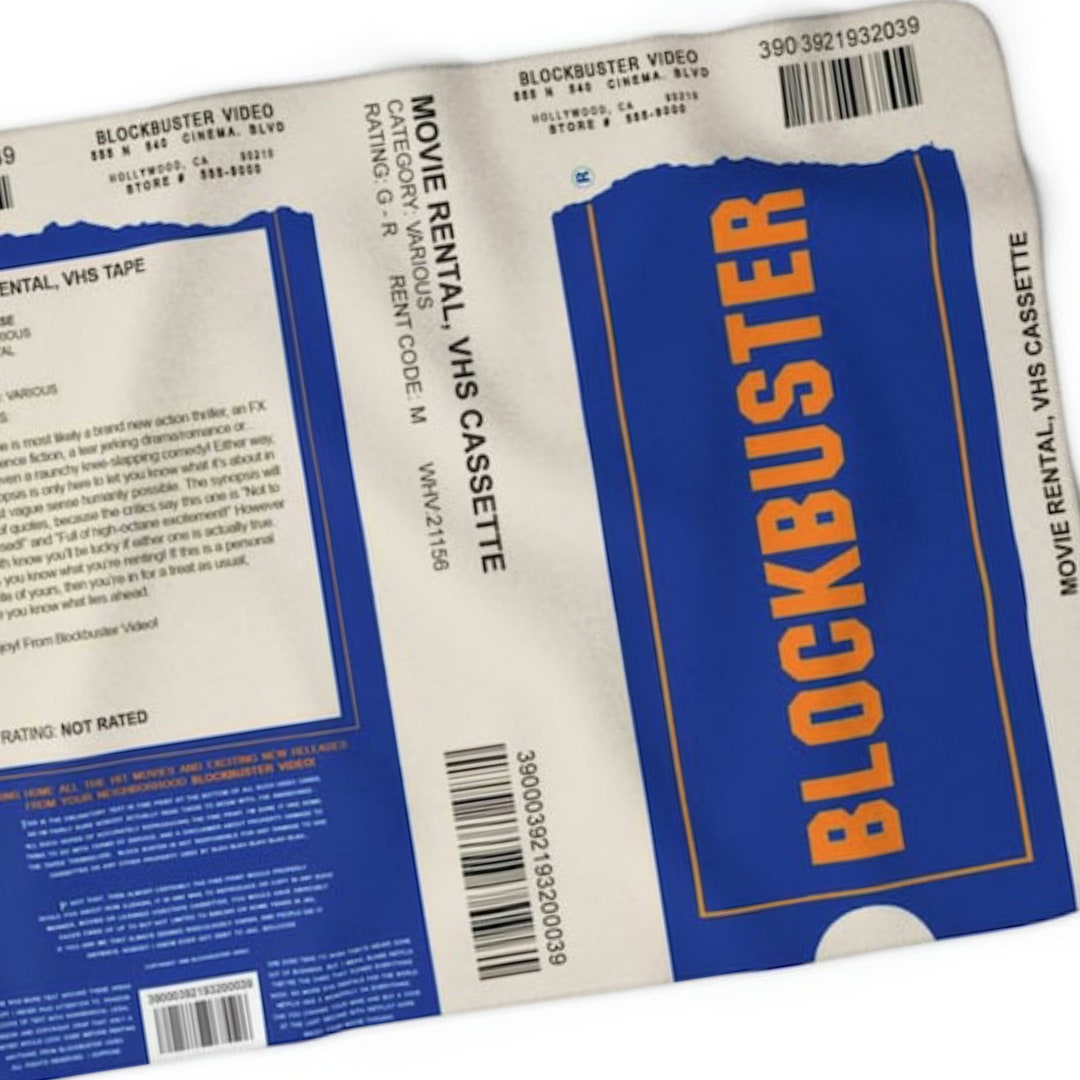 80s, Retro, Blockbuster Rental Clam Shell VHS Movie Cover Blanket ...