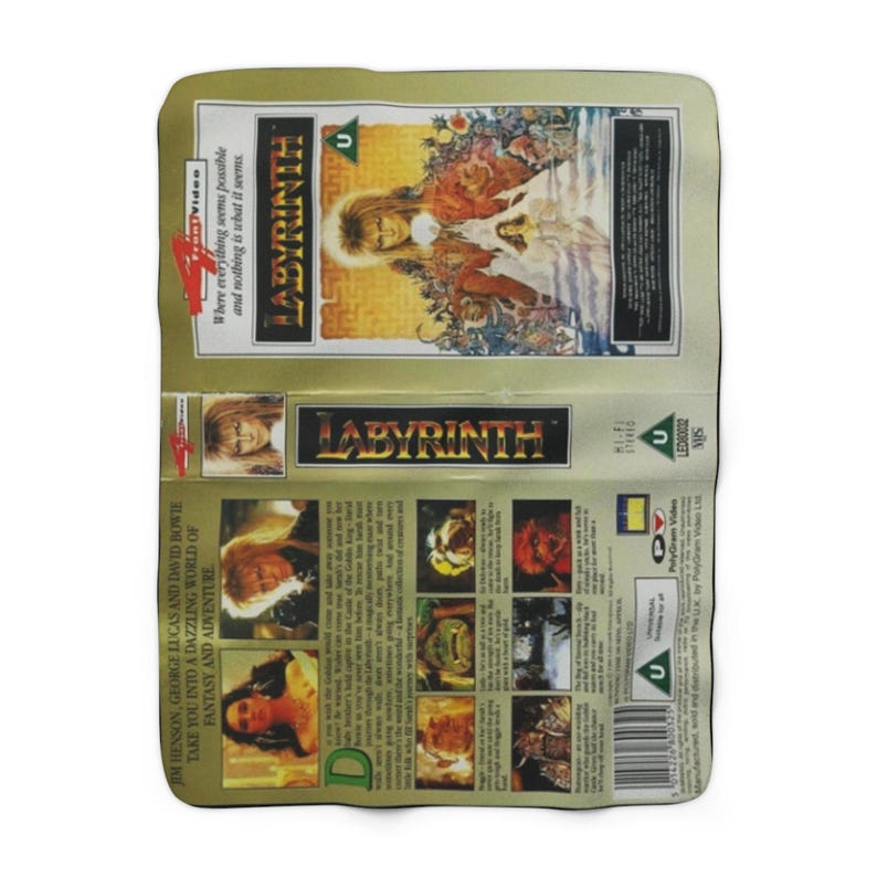 Custom 80s RETRO Labyrinth VHS Cover Sherpa Fleece Blanket - Gen X ...