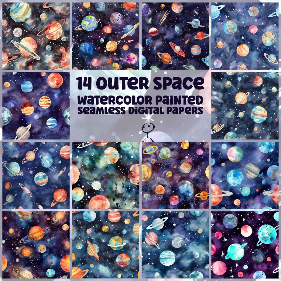 Watercolor Outer Space Seamless Digital Papers 14 Cosmic - Etsy