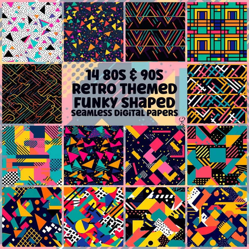 Retro Seamless Digital Papers 80s and 90s Themed - Etsy