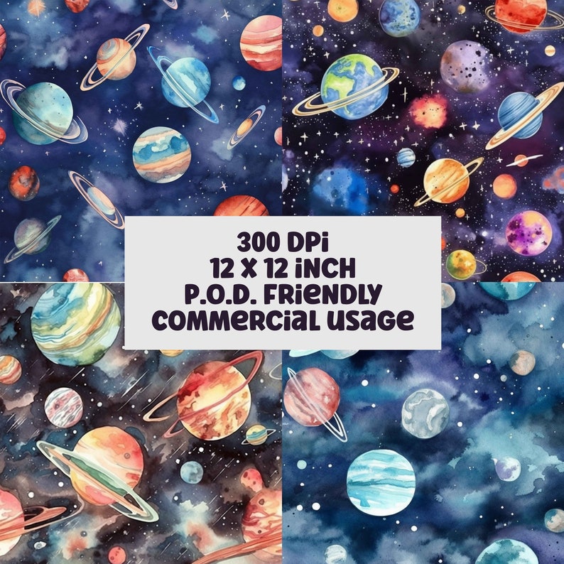 Watercolor Outer Space Seamless Digital Papers 14 Cosmic - Etsy