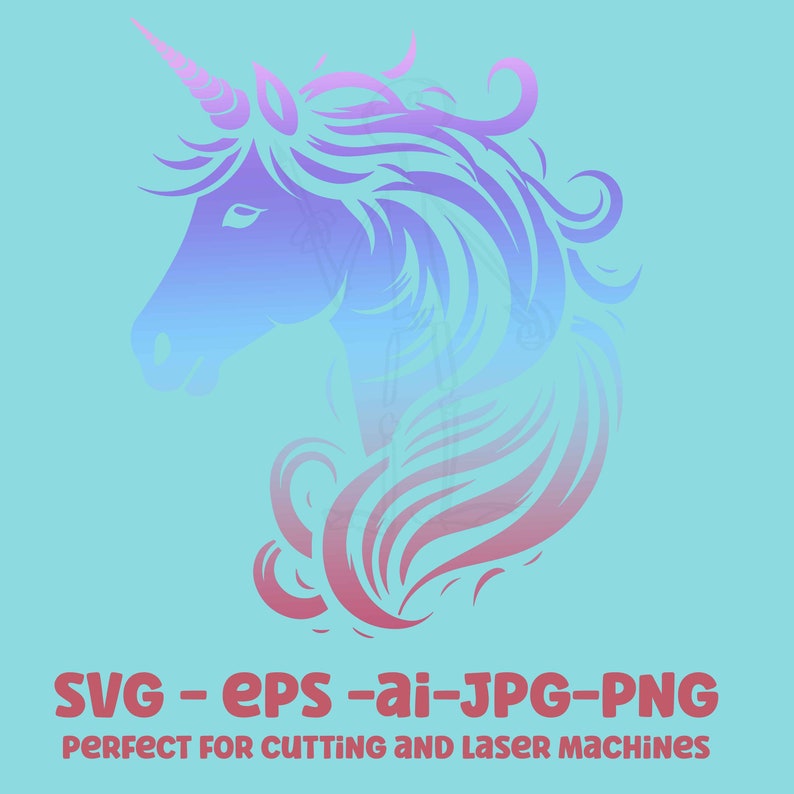 Unicorn SVG Cut File Flowing Hair EPS Cricut Silhouette - Etsy
