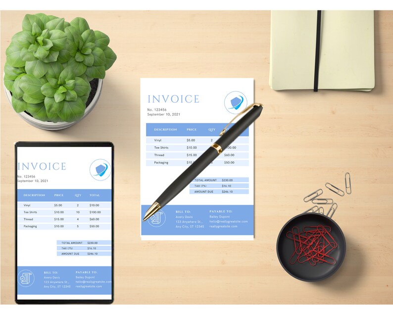 Invoice Template || Editable PDF Template, Customizable Professional ...
