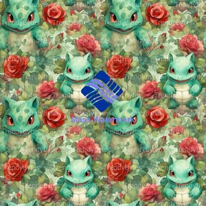Bulbasaur's Garden Charming Pokémon and Roses Seamless - Etsy