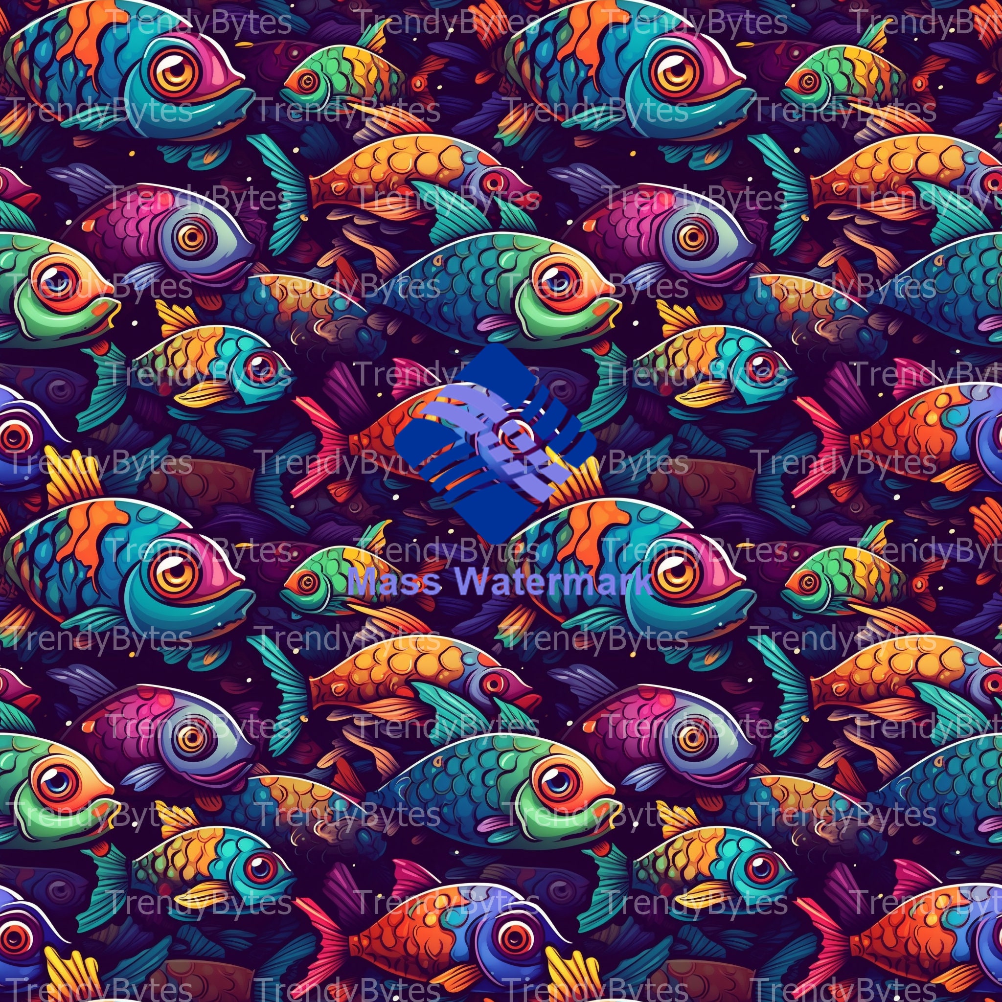 Bright & Playful Cartoon Fish Seamless Pattern Ocean Aquatic Background ...
