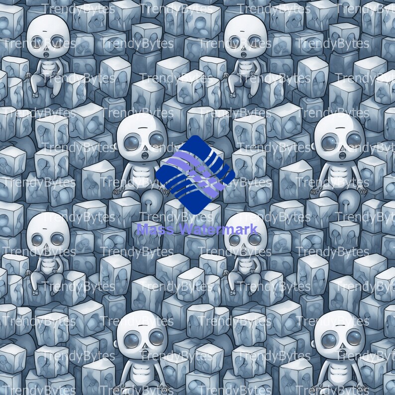Ice Cube Homunculus Creepy Seamless Pattern Dark Absurd Digital ...