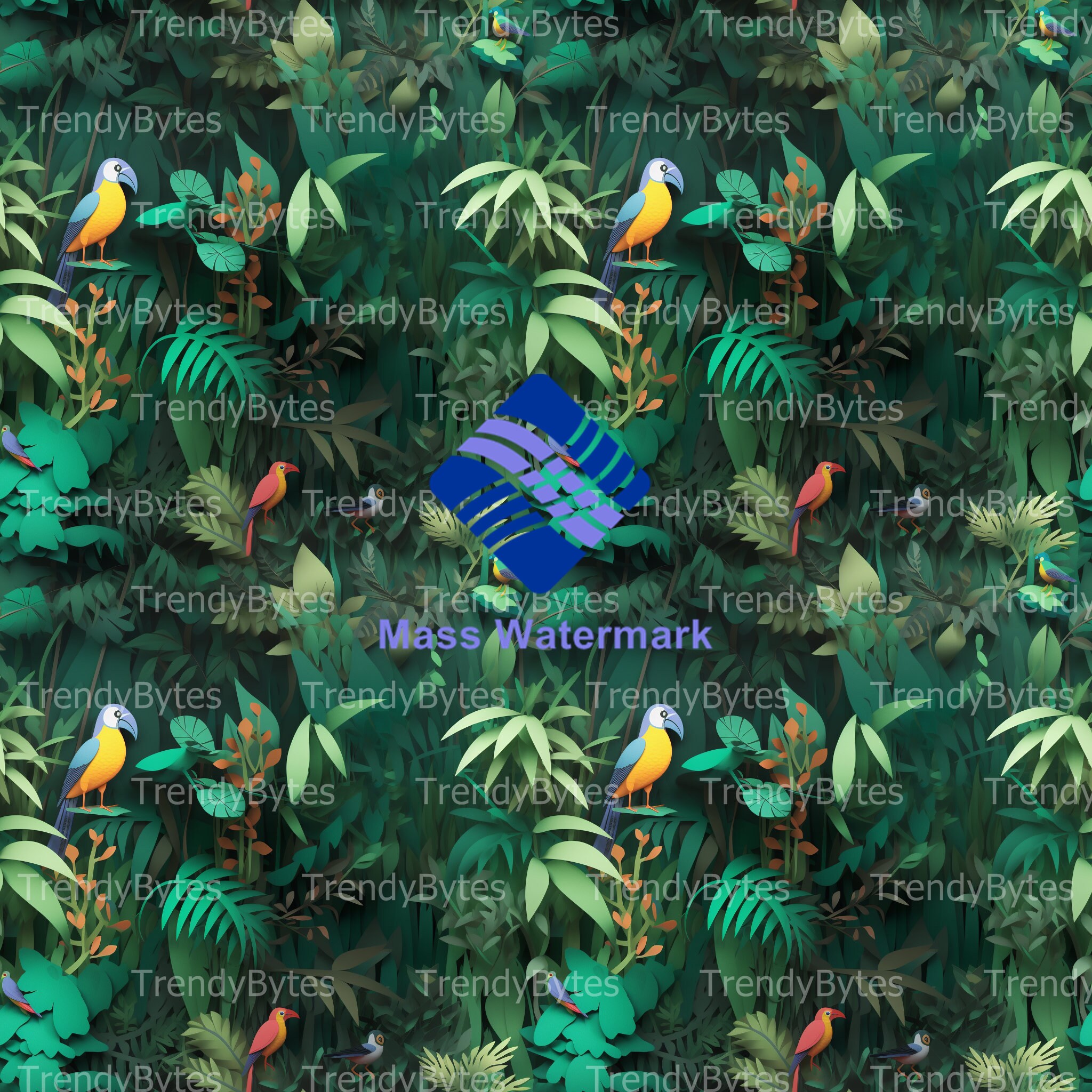 Papercraft Jungle Seamless Pattern Unique 3D Digital Repeating ...
