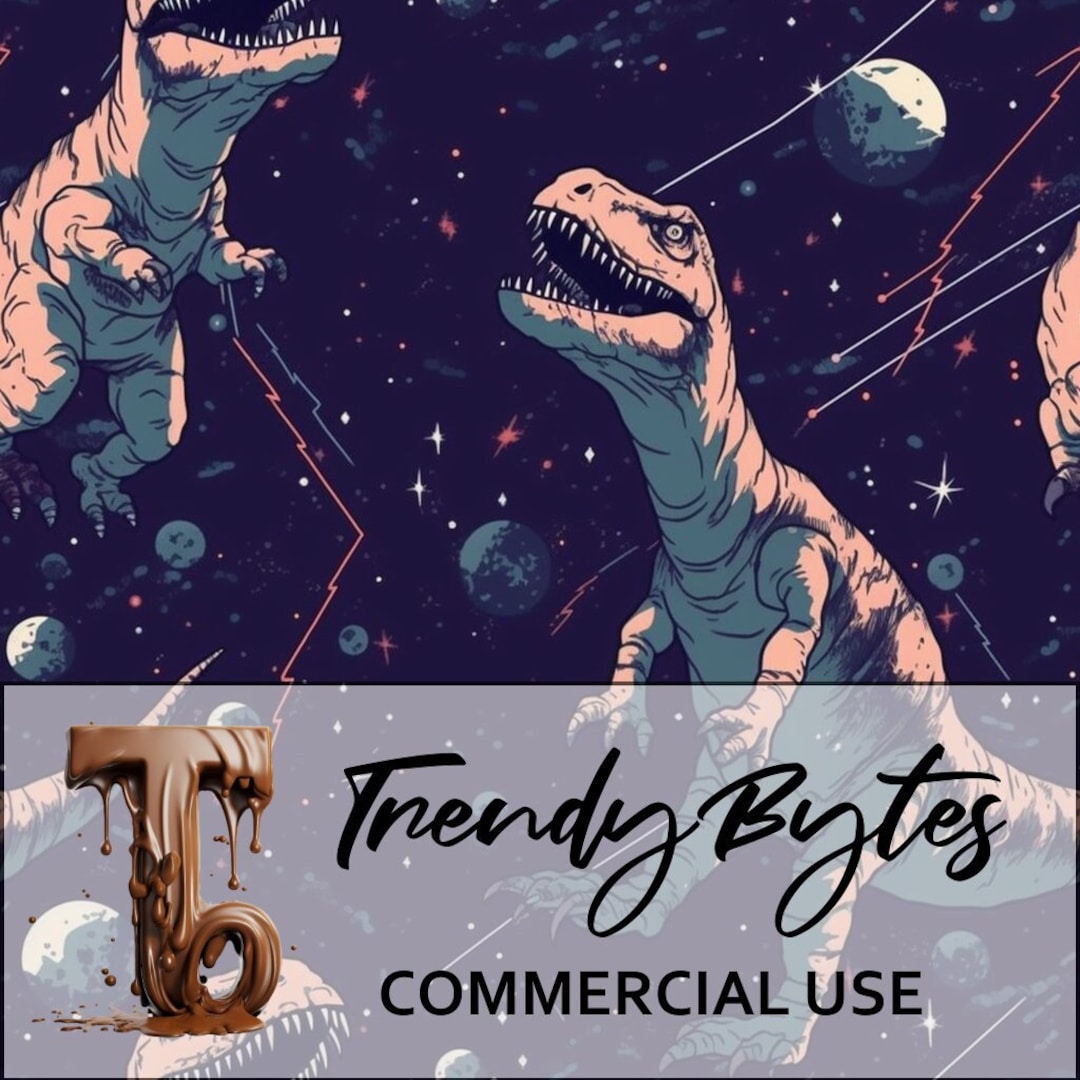 Cosmic Dino Adventure Seamless Pattern for Commercial Use Playful ...