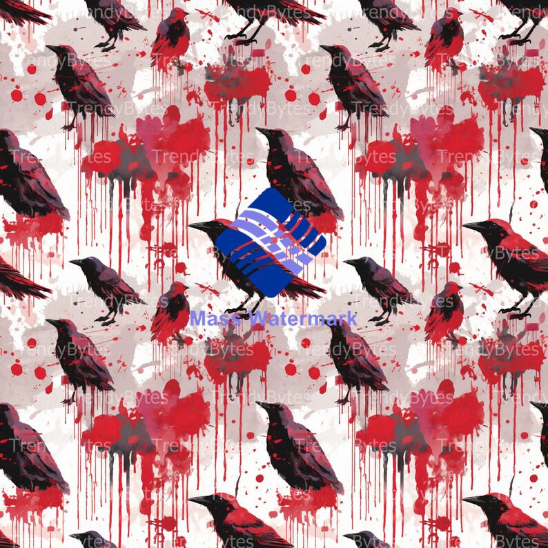 Crows and Bloodsplatter Seamless Pattern Dark Digital Repeating ...