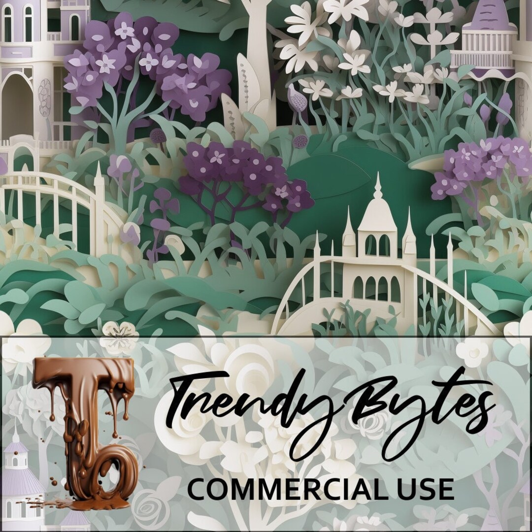 Papercraft Royal Garden Seamless Pattern elegant Digital Repeating ...