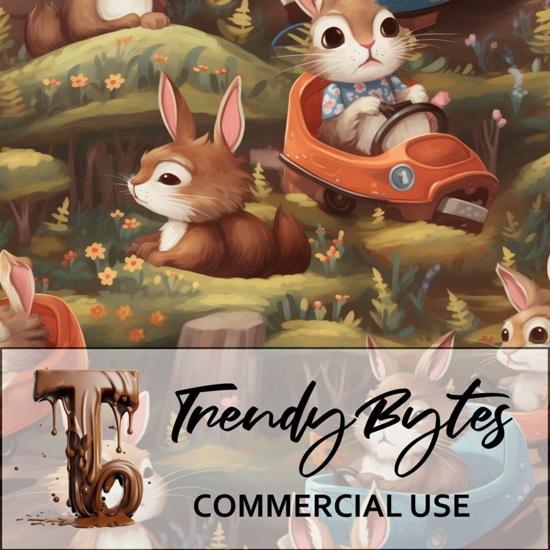 Off-road Bunny Bumper Cars Seamless Repeating Pattern for for ...