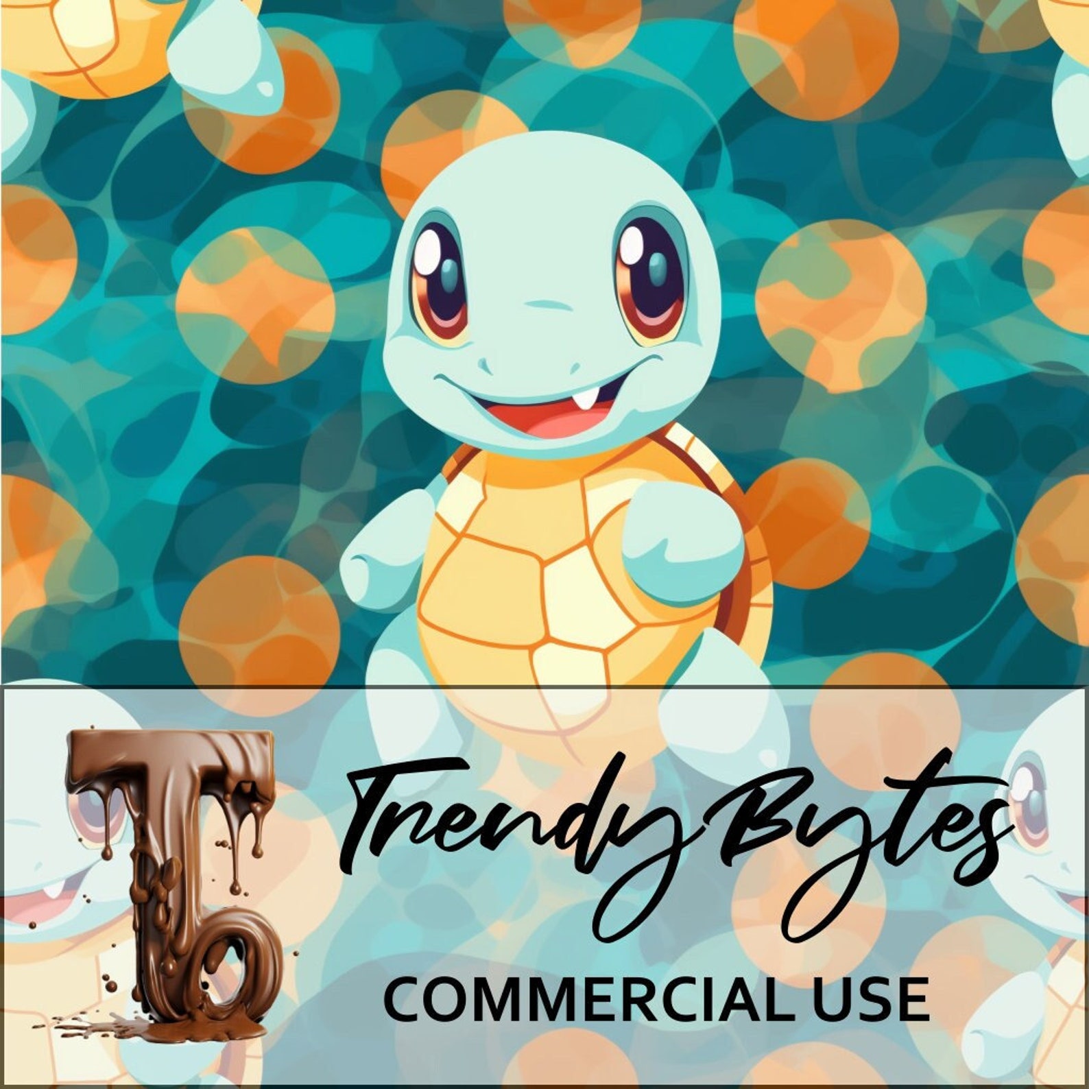 Squirtle Splash Cute Cartoon Style Pokémon Style Seamless Repeating ...