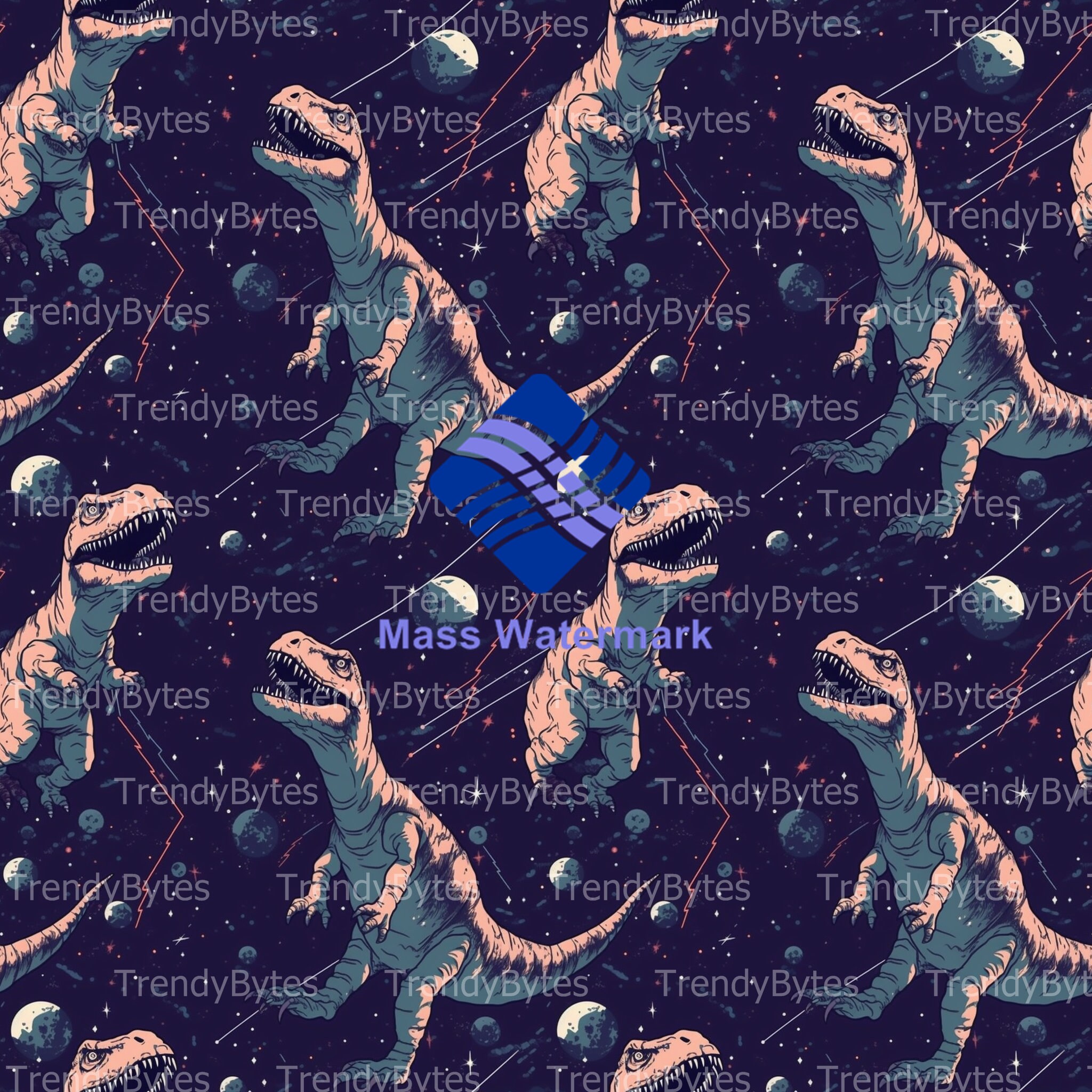 Cosmic Dino Adventure Seamless Pattern for Commercial Use Playful ...