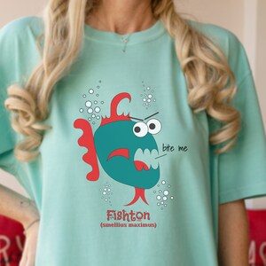 Fishton© T-shirt, Fish Themed T-shirt, Cute Cartoon Fish Shirt, Cartoon ...