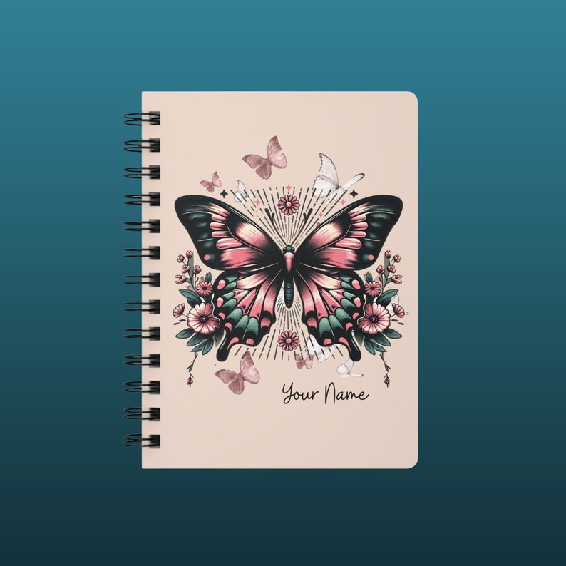 Personalized Butterfly Journal: Mauve & Green Spiral Notebook - Etsy