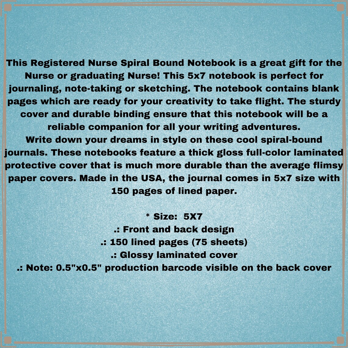 Registered Nurse Spiral Bound 5X7 Notebook, RN Journal, Registered ...