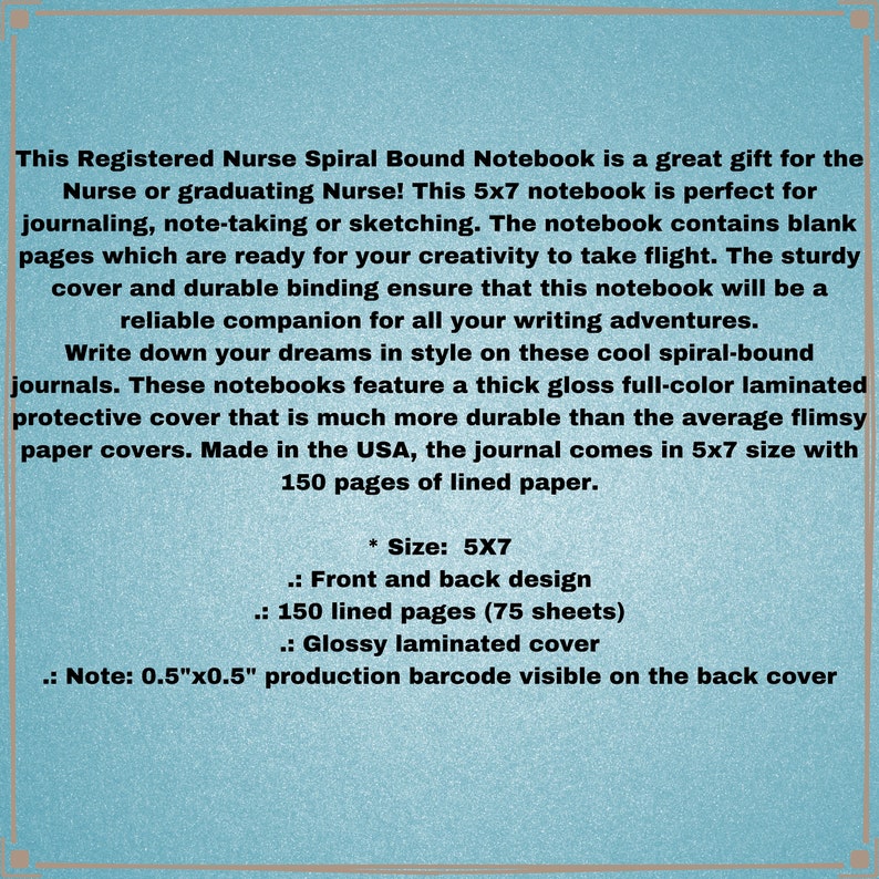 Registered Nurse Spiral Notebook, RN Gift, 5x7 Lined Journal - Etsy