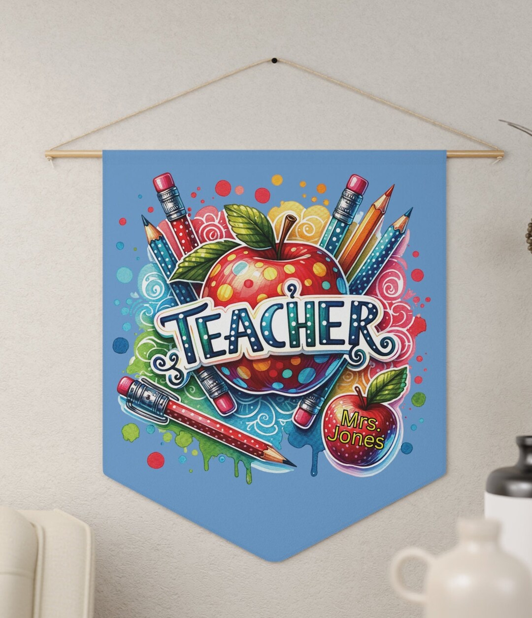 Personalized Teacher Pennant, Teacher Classroom Pennant, Personalized ...