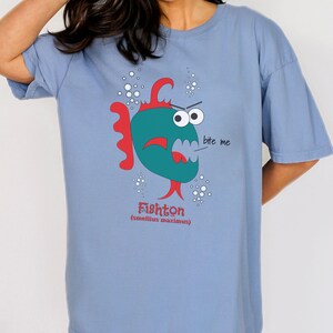 Fishton© T-shirt, Fish Themed T-shirt, Cute Cartoon Fish Shirt, Cartoon ...