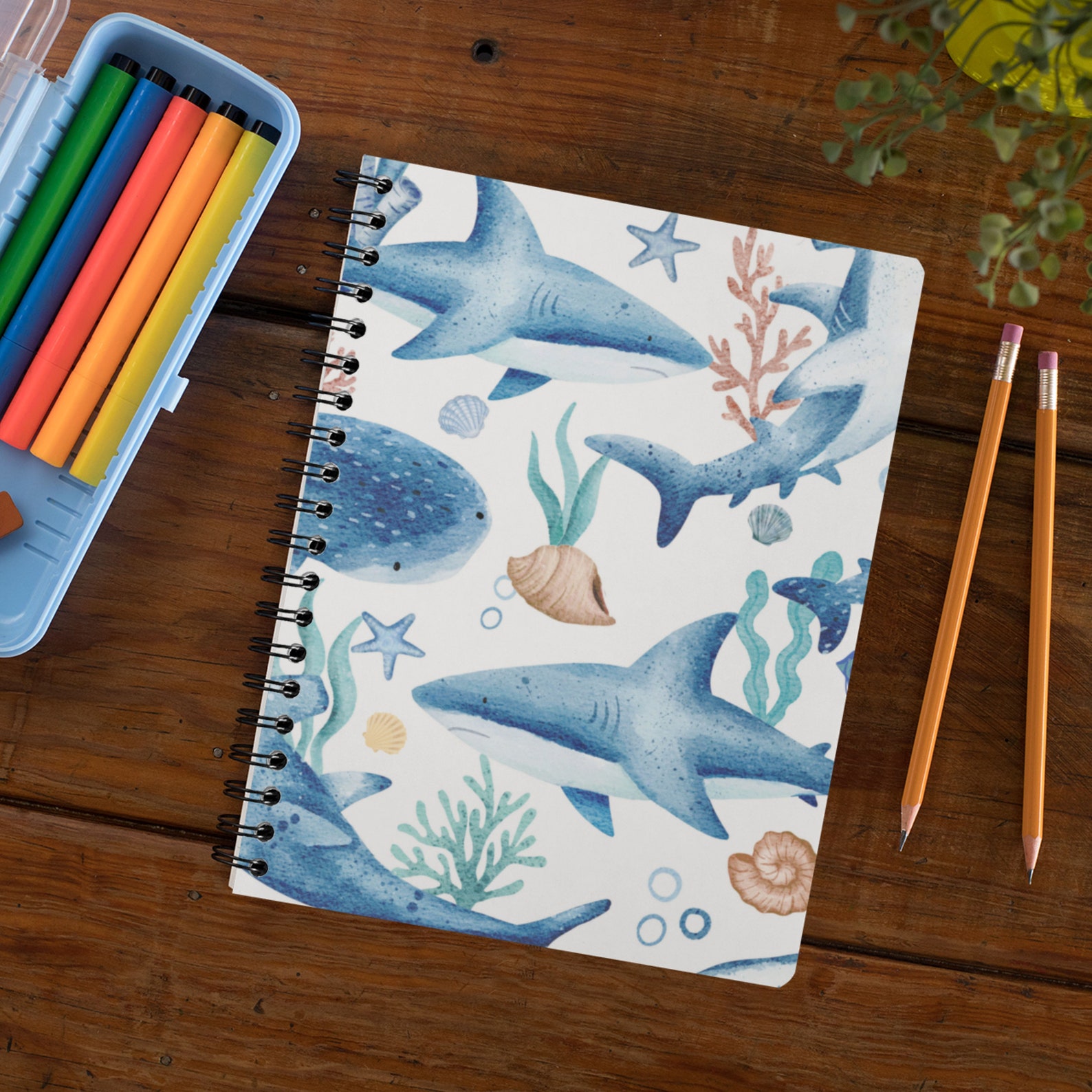 Shark Spiral Notebook: Ocean Creature Design, 5x7 Journal - Etsy