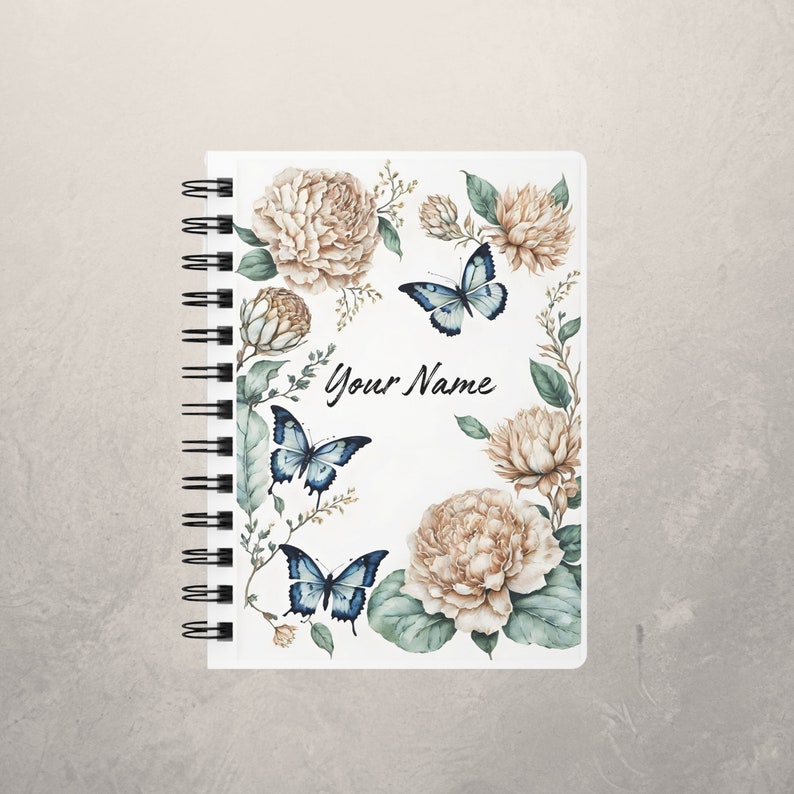 Personalized Butterfly Journal: Watercolor Floral 5x7 Spiral Notebook ...