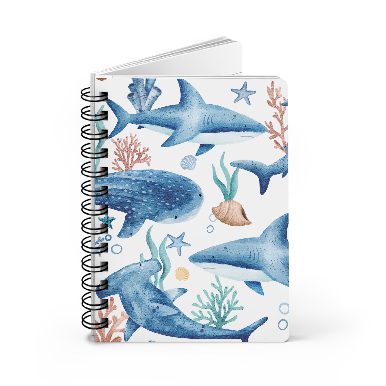 Shark Spiral Notebook: Ocean Creature Design, 5x7 Journal - Etsy