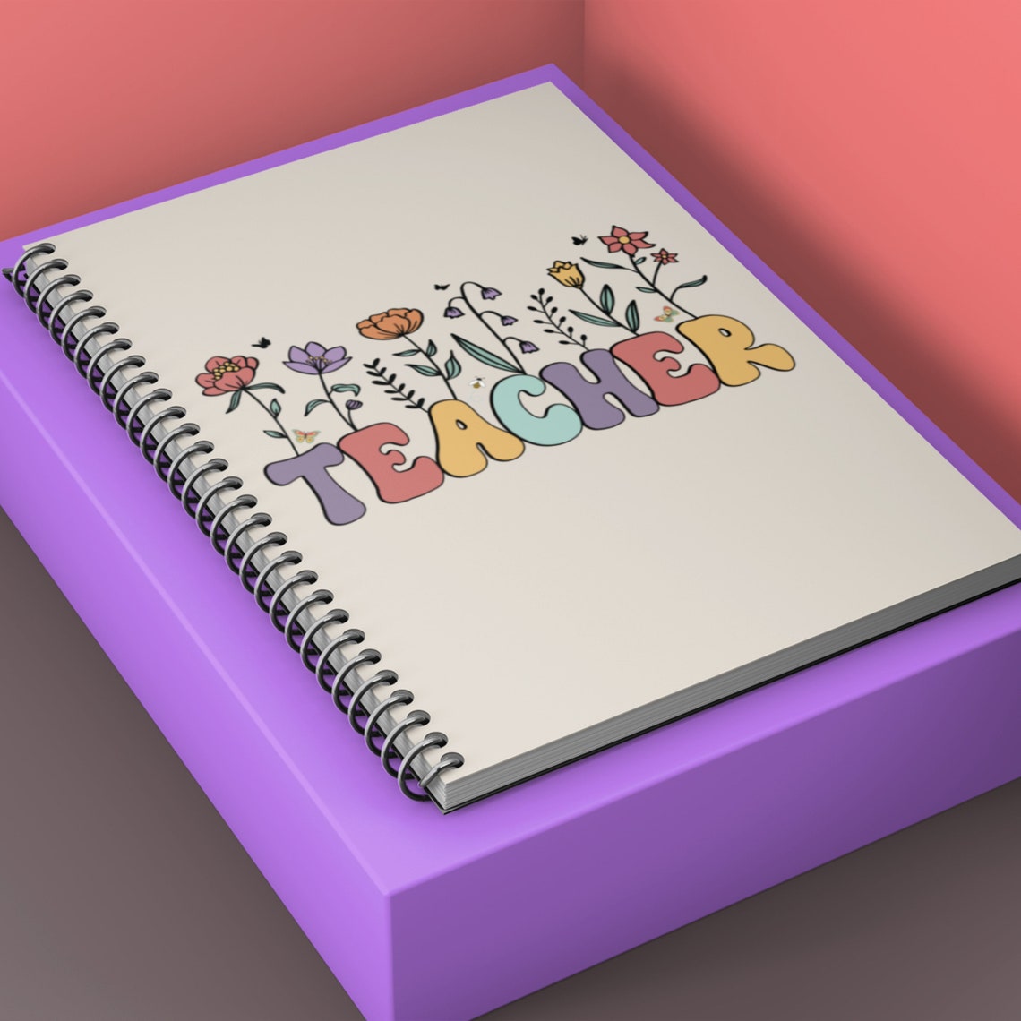 Teacher Floral Spiral Bound Journal, Gift for Teacher, Teacher ...