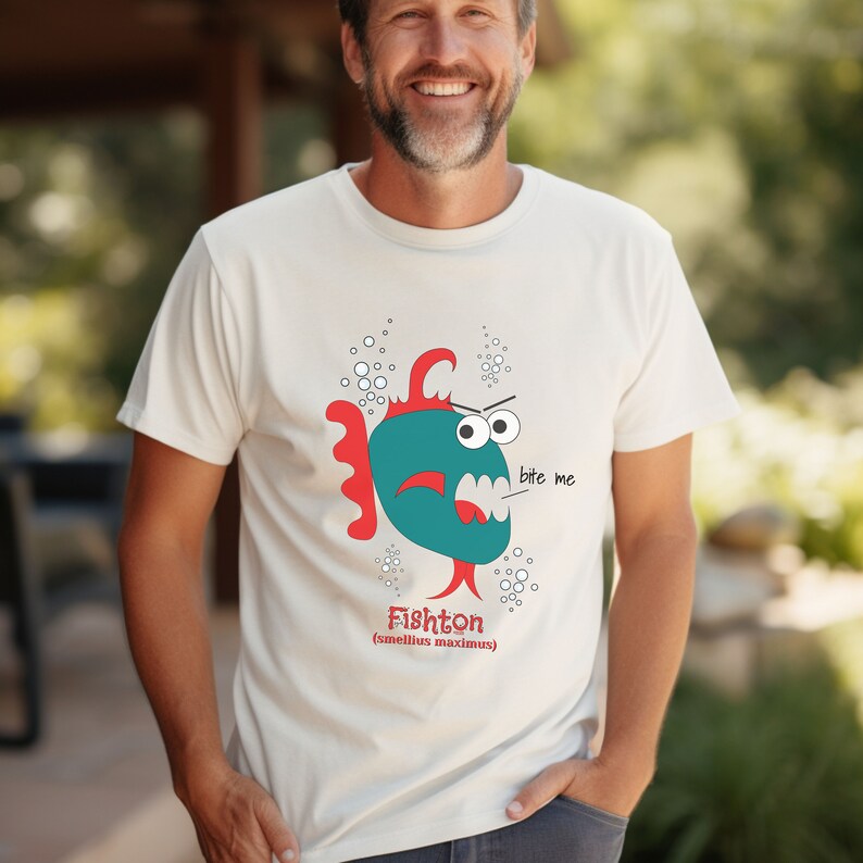 Fishton© T-shirt, Fish Themed T-shirt, Cute Cartoon Fish Shirt, Cartoon ...
