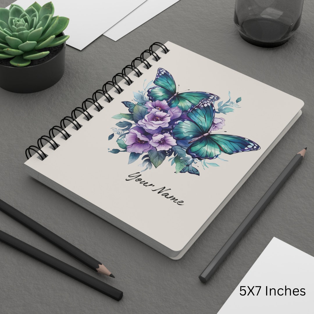 Personalized Butterflies Spiral Bound Journal 5X7, Custom Butterfly ...