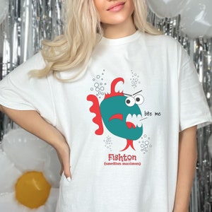 Fishton© T-shirt, Fish Themed T-shirt, Cute Cartoon Fish Shirt, Cartoon ...