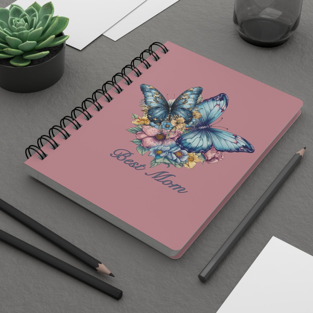Best Mom Butterfly Spiral Bound Journal, Butterfly Notebook, Mom Spiral ...