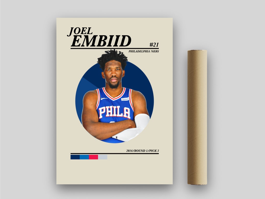 Joel Embiid Poster, Philadelphia 76ers Art Print, Basketball Poster ...