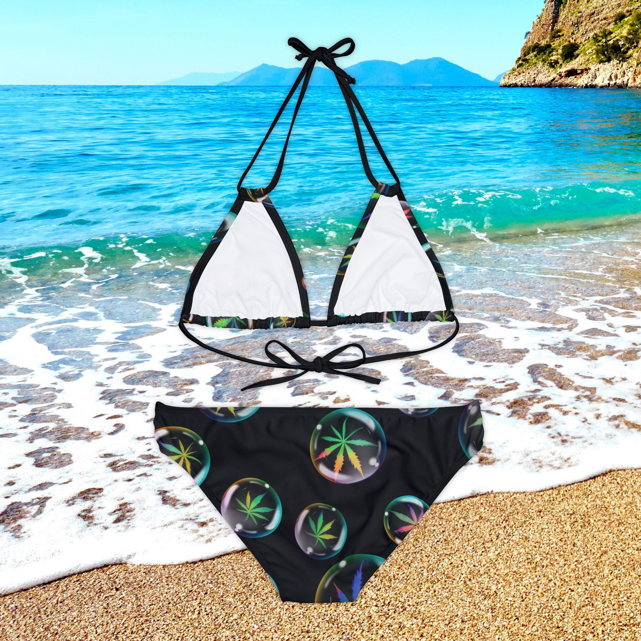 Weed Leaf Bikini, Marijuana Leaf Swimsuit, Bubble Swimsuit - Etsy