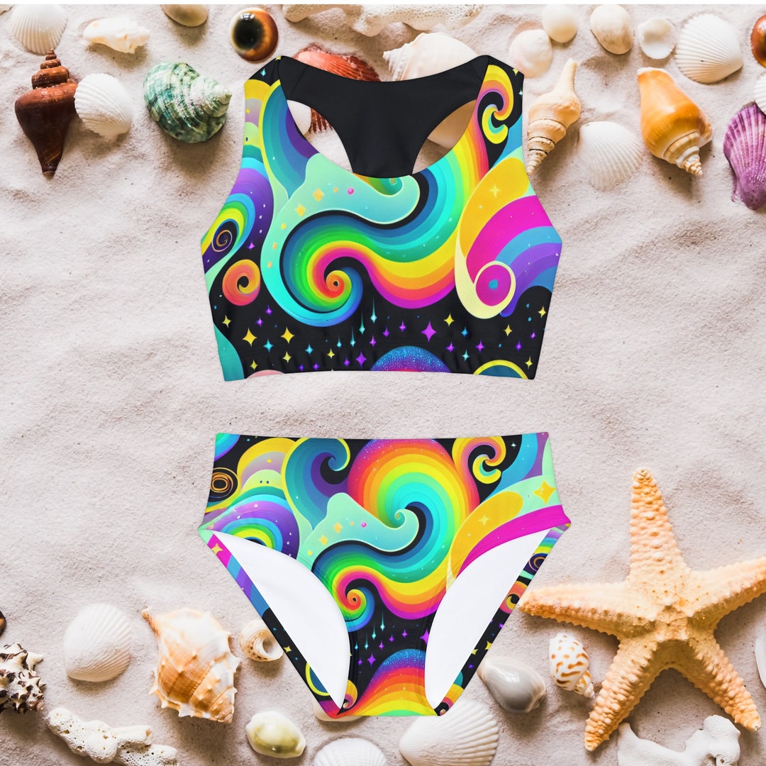 Colorful Girls Swimsuit, Vibrant and Colorful Girls Two Piece, Girls ...
