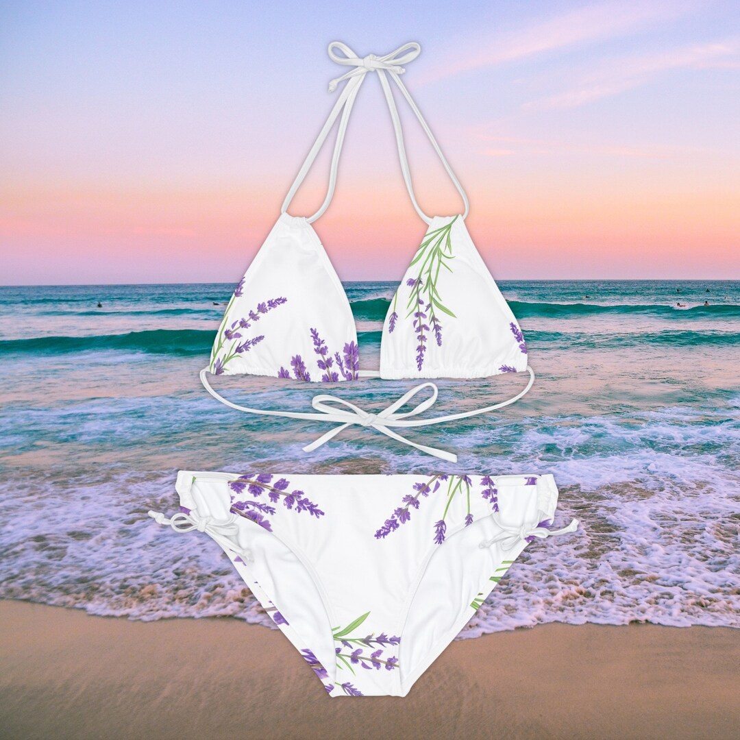 Lavender Bikini, Lavender Flowers, Floral Print Bikini, Lavender Print ...