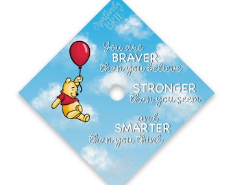 Pooh Graduation Cap | PRINTED Grad Cap Design | Winnie the Pooh | Grad ...