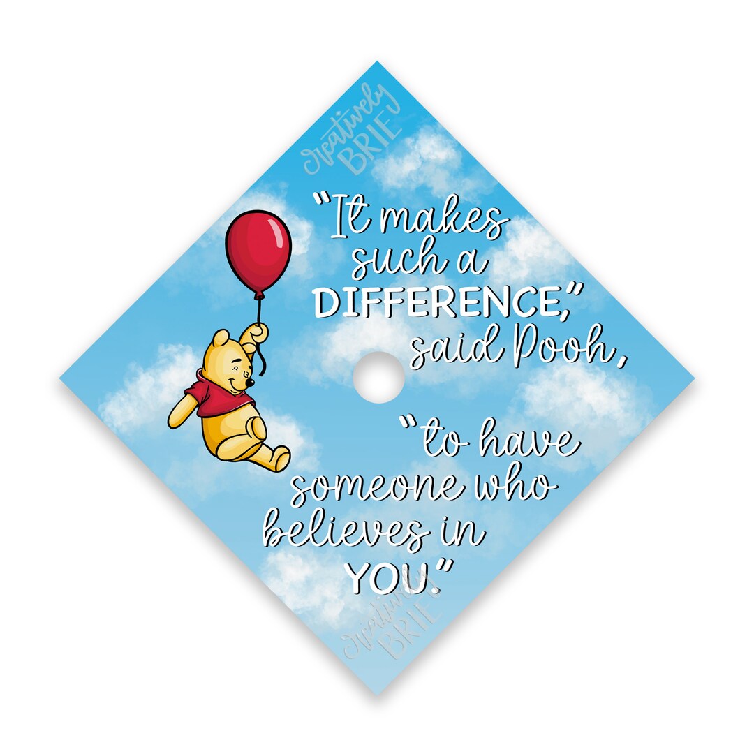 Pooh Graduation Cap | PRINTED Grad Cap Design | Winnie the Pooh | Grad ...