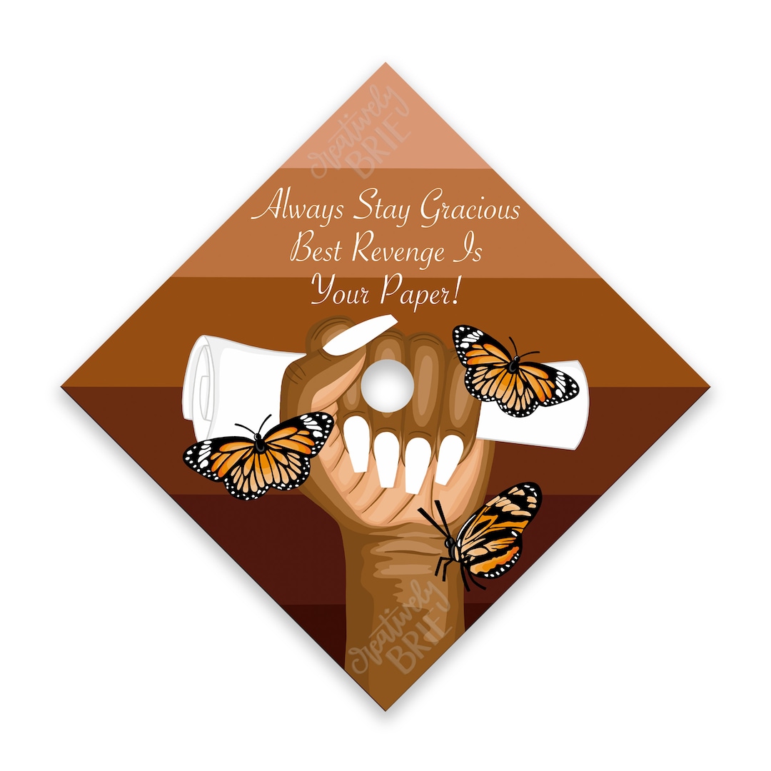 Beyonce Themed Graduation Cap | PRINTED Grad Cap Design | Fist Holding ...