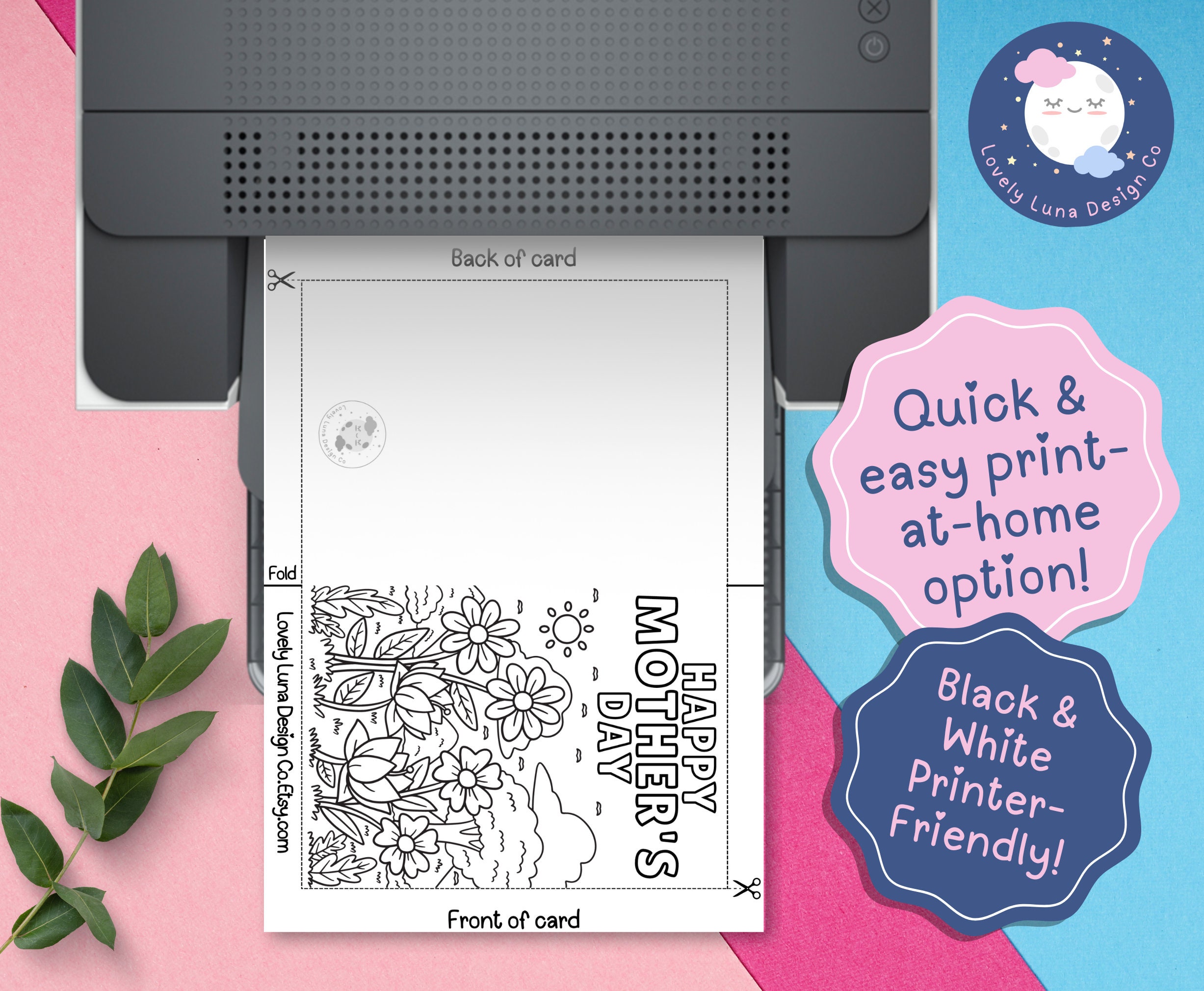 Printable Mother's Day Card Happy Mother's Day Kids Color in Flowers ...