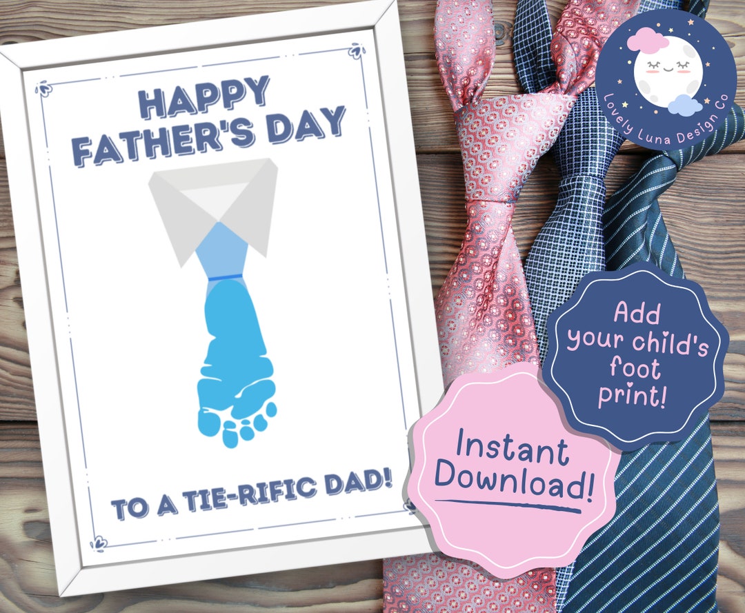 Father's Day Personalized Footprint Craft DIY Art Gift for Dad Fathers ...