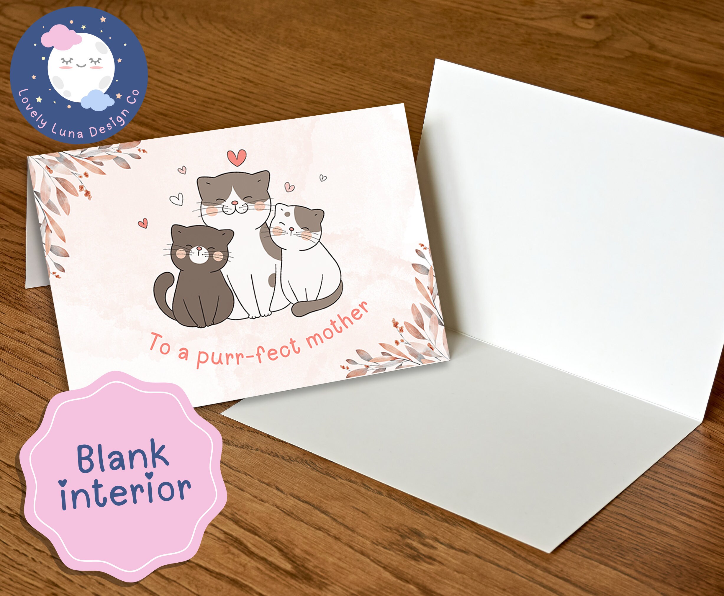 Cute Printable Mother's Day Card to A Purr-fect Mother Cute Cats ...