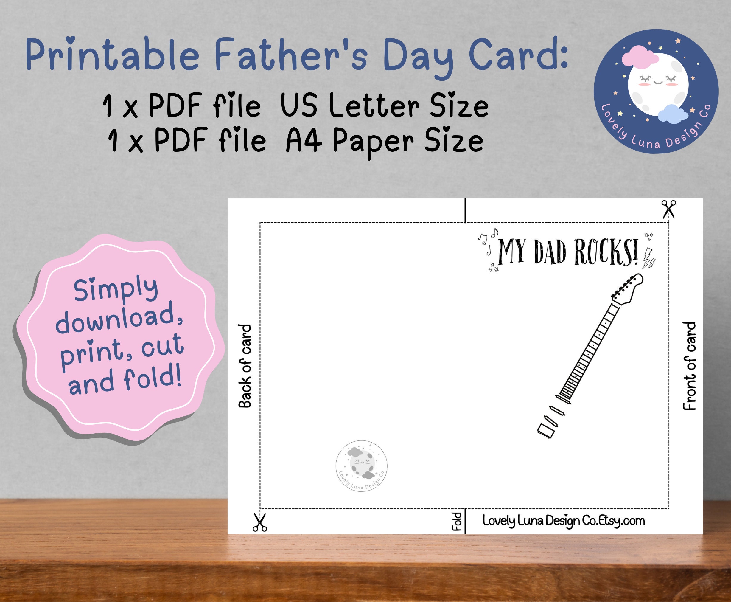 Cute Printable Father's Day Card My Dad Rocks Handprint - Etsy UK
