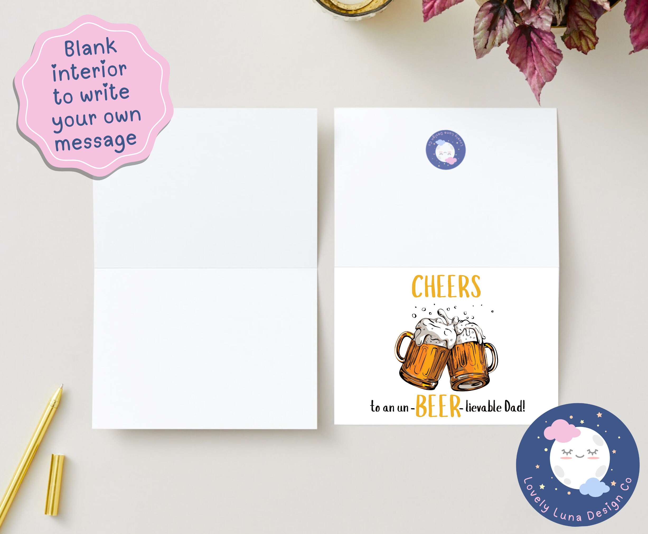 Printable Beer Father's Day Card Cheers to an Un-beer-lievable Dad ...