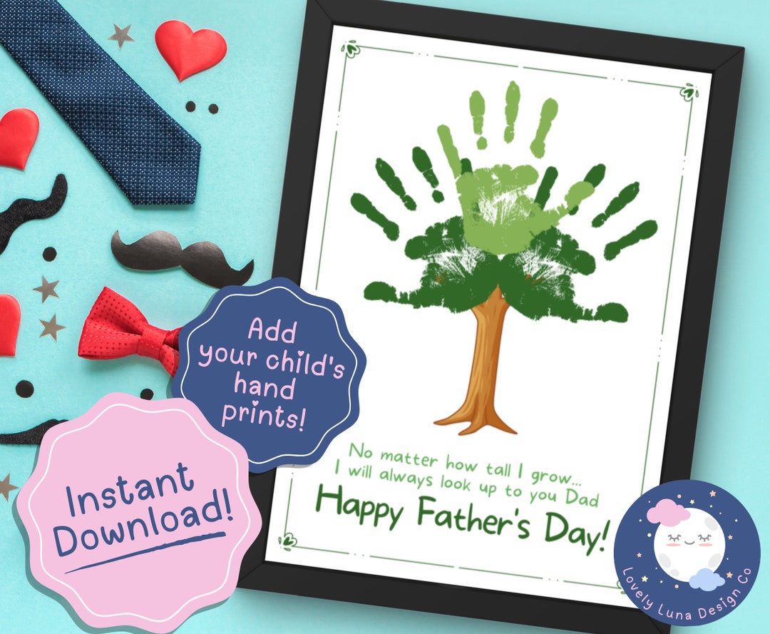 Fathers Day Personalized Handprint Craft DIY Art Gift for Dad Fathers ...